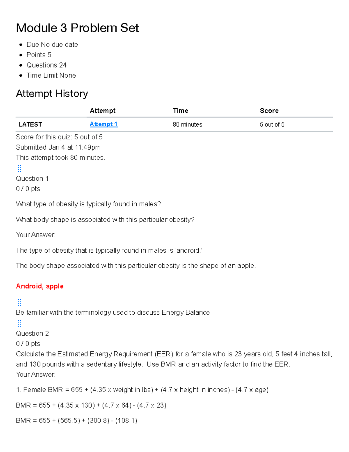 Module 3 Problem Set - NUTRITION (Quiz Score: 5/5) - Studocu