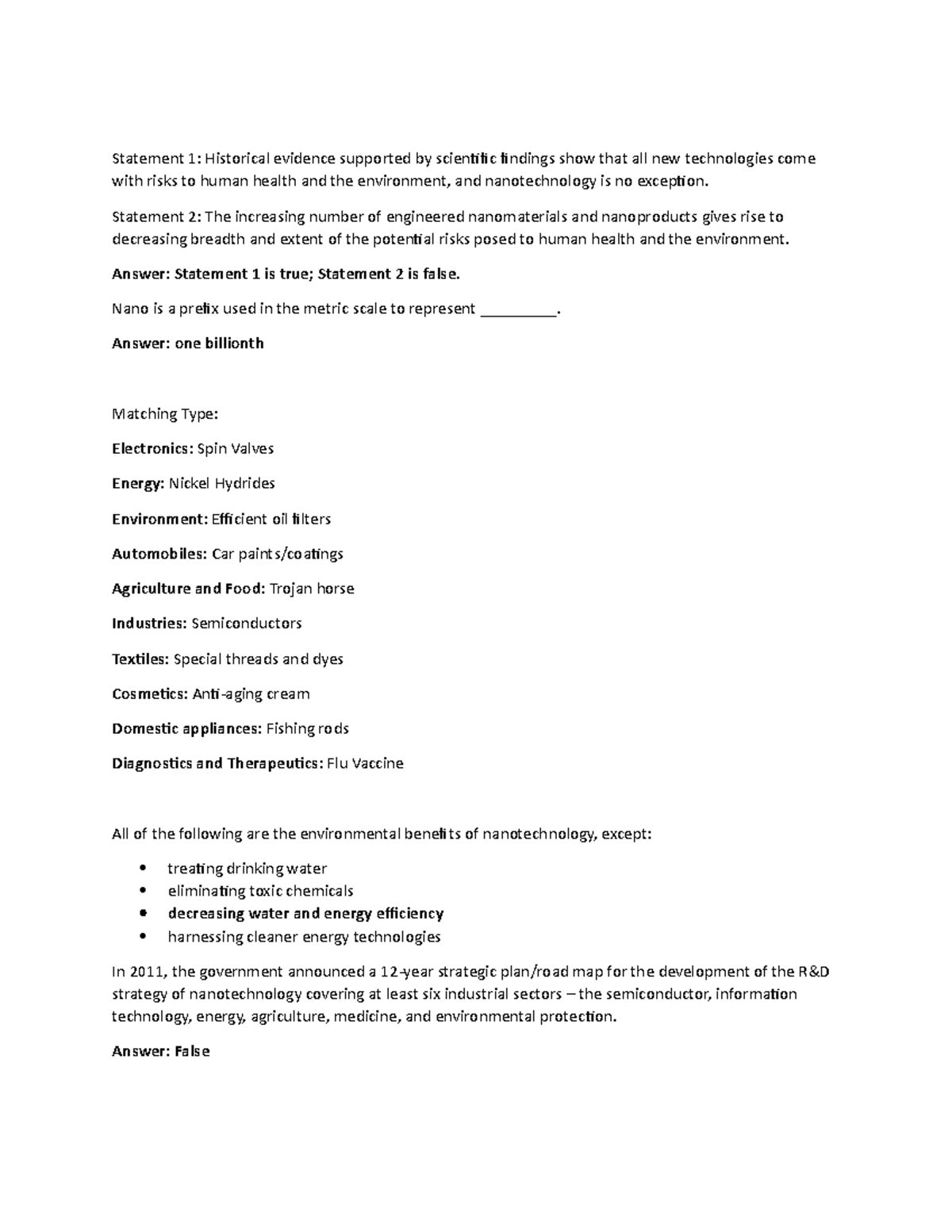 STS-QUIZ - Science Technology and Society Quiz for Chapter 9 The Nano ...