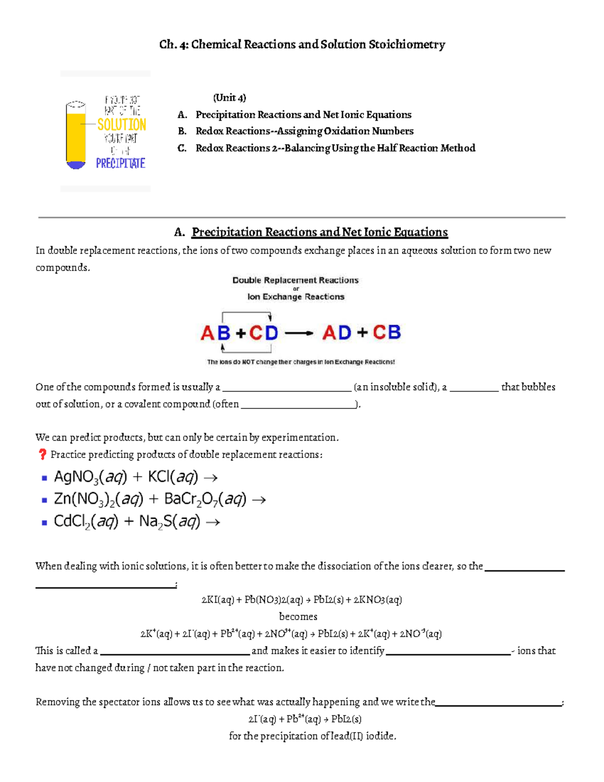 Ch. 4 Notes Part 2 Student - Google Docs - Ch. 4: Chemical Reactions ...
