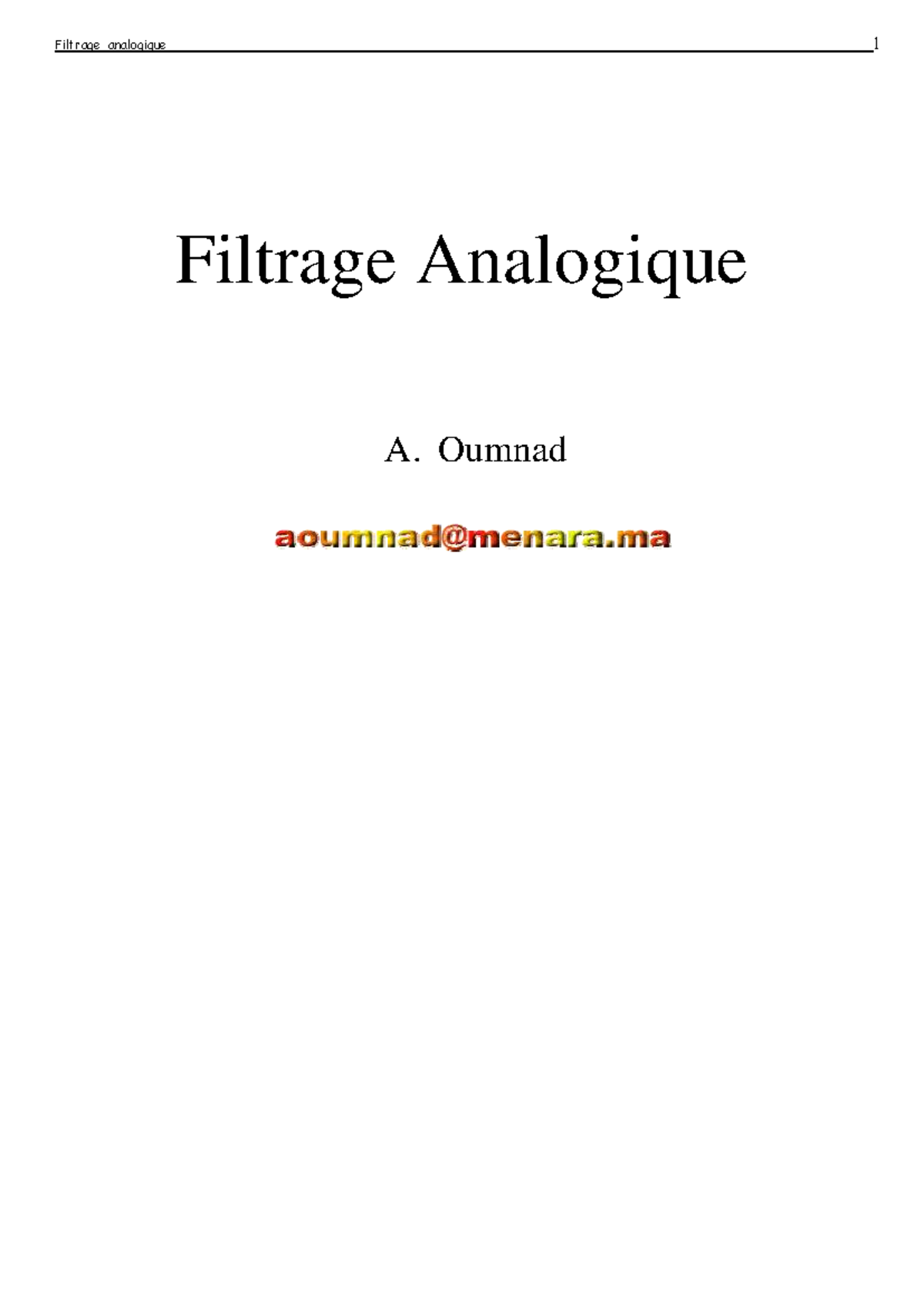 Filtrage Analogique - Exercices et Concepts Fondamentaux - Studocu