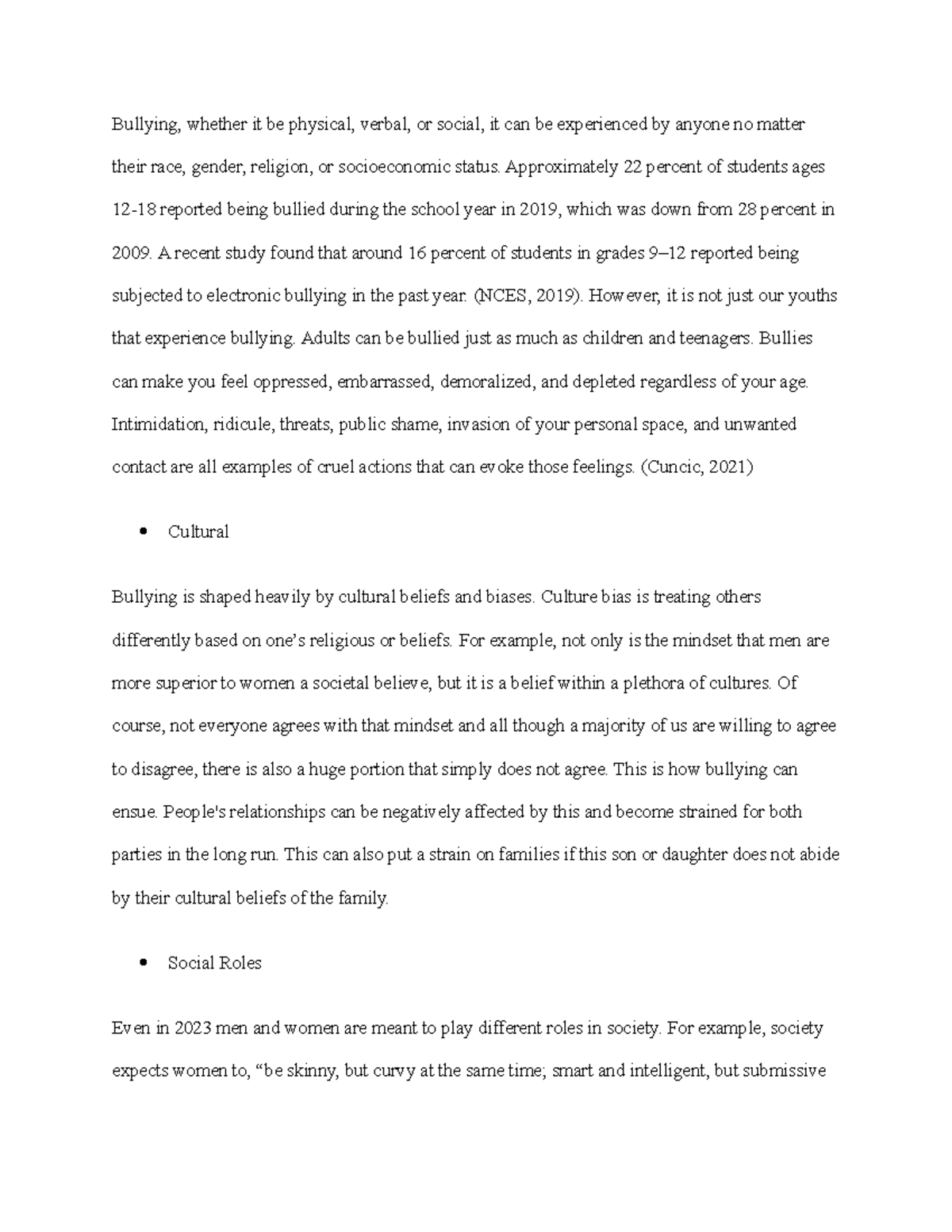 5-2 Final Project Milestone 3: Examining Social Dimensions of Bullying ...