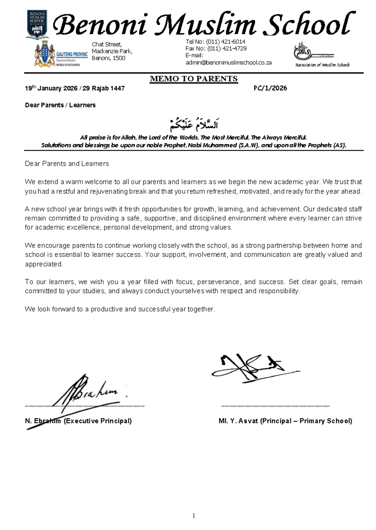 BMS - Parent Memo: Welcome & Important Dates for 2026 - Studocu