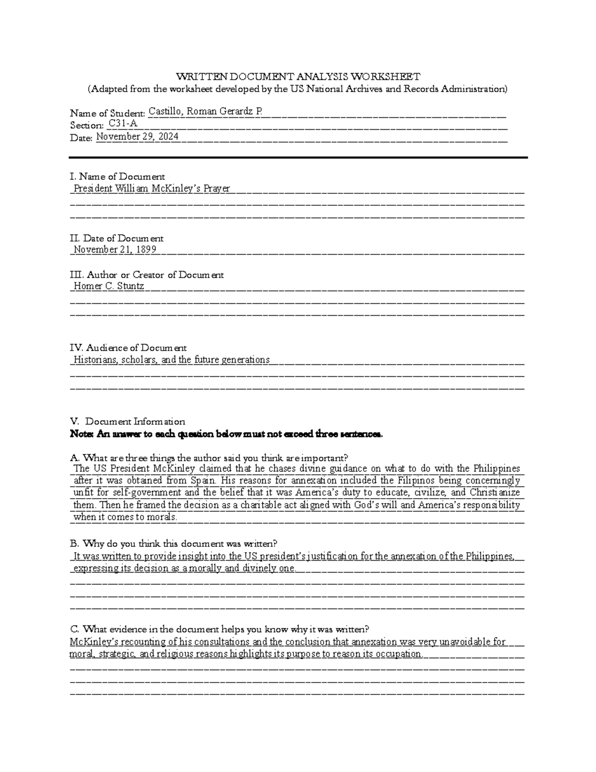 Gerphis Written Document Analysis Worksheet 2 - WRITTEN DOCUMENT ...
