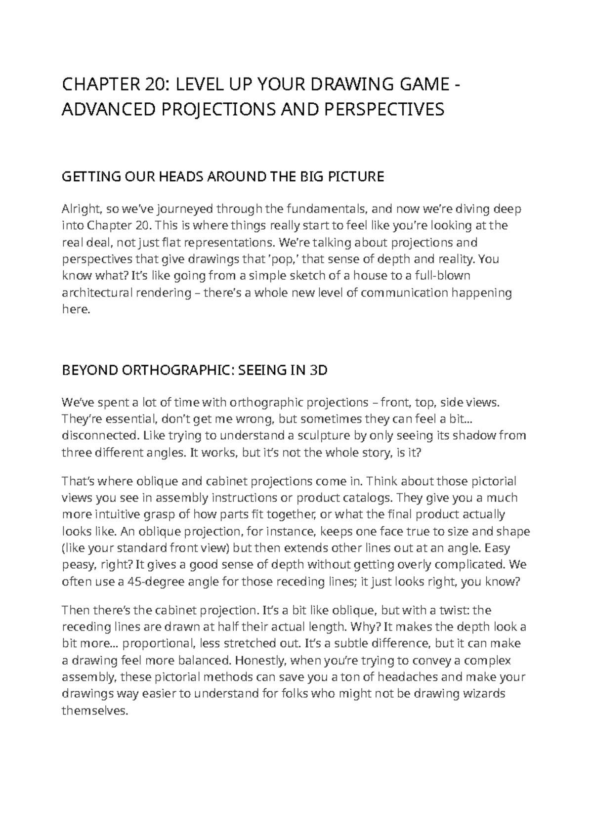 ENGR 101: Chapter 20 - Advanced Projections & Perspectives in Drawing - Studocu