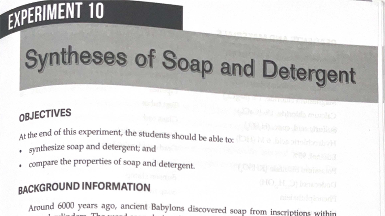 Experiment 10: Synthesis of Soap & Detergent in Inorganic Chemistry ...