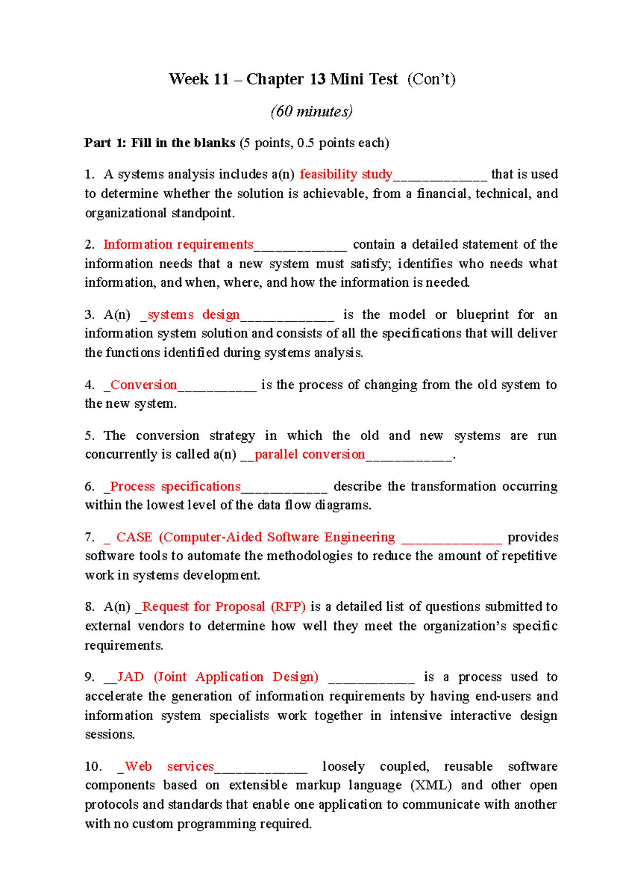 Week 11 Mini Test - Chapter 13 - MIS K66 - Studocu