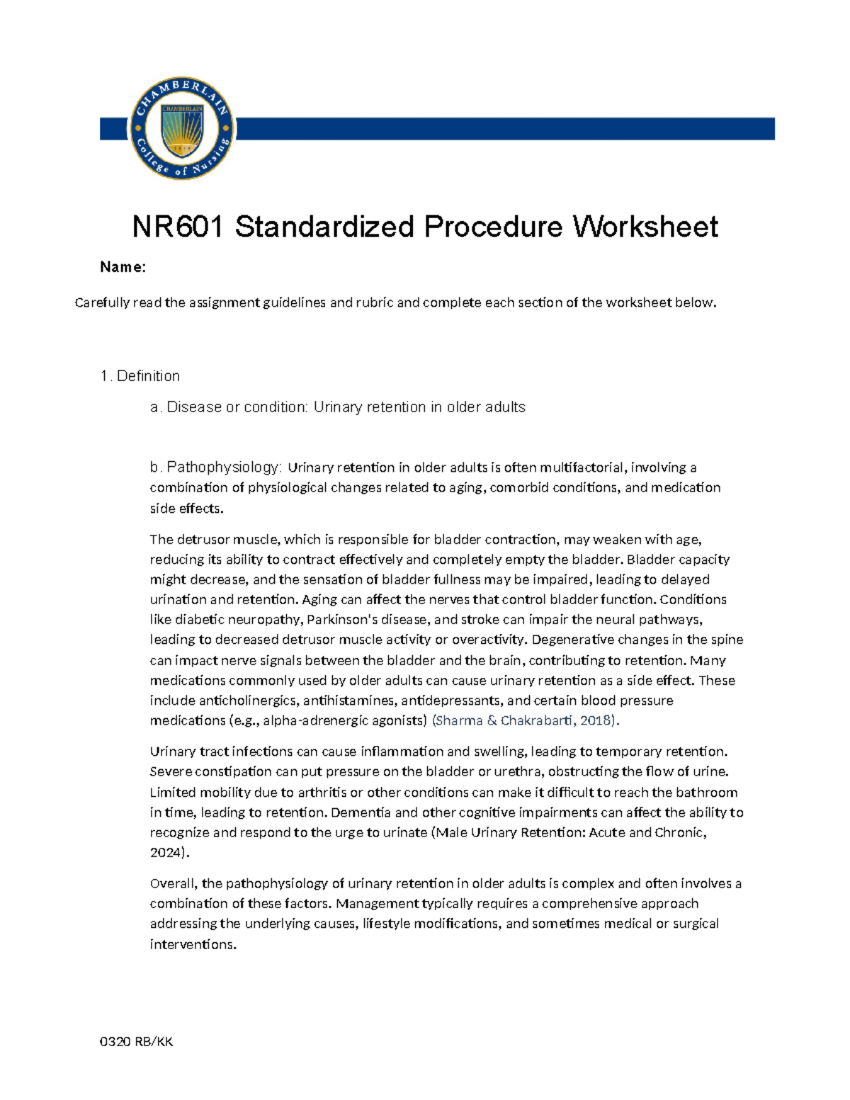 Urinary Retention in Older Adults: NR601 Standardized Procedure Guide ...