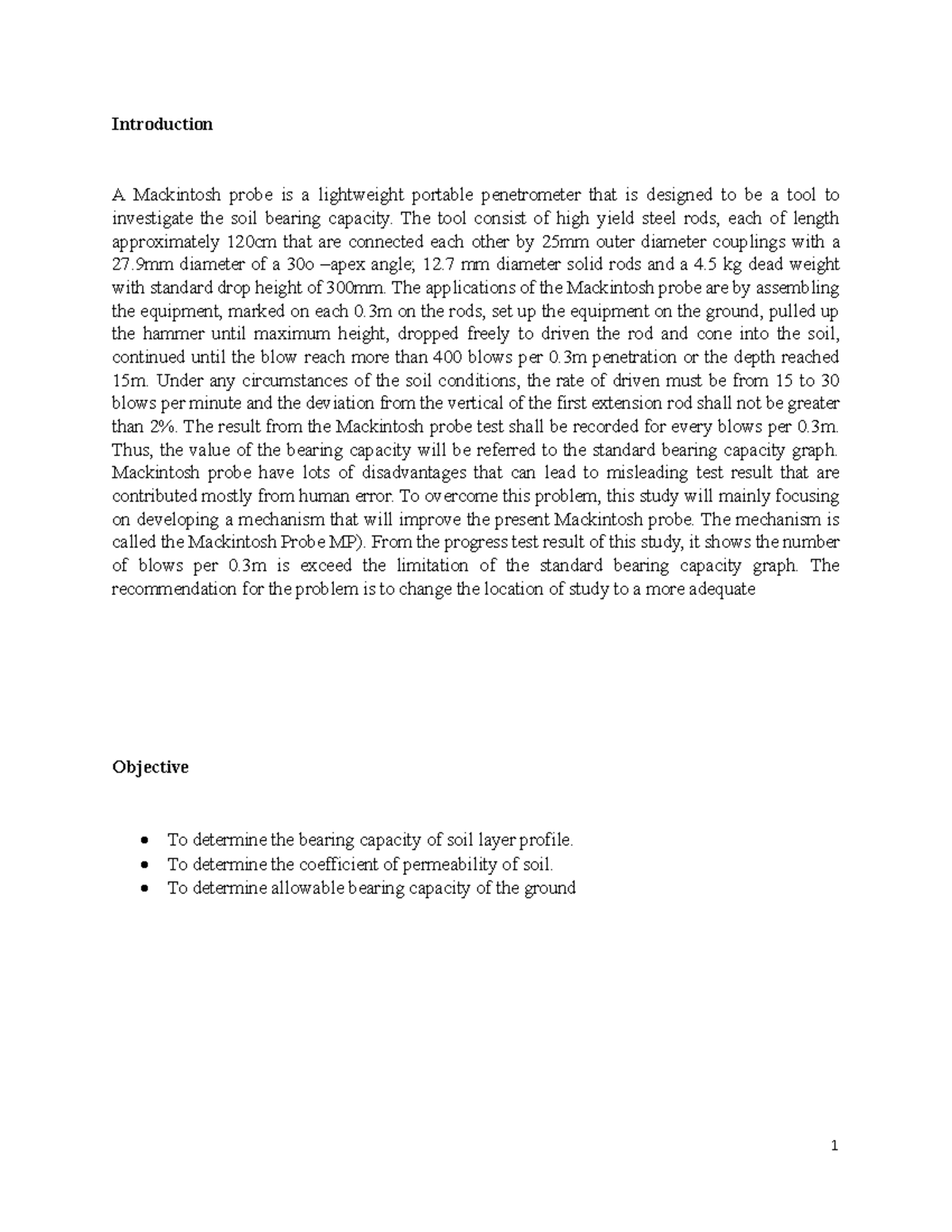 Improving Mackintosh Probe Efficiency: Report on Test Results - Studocu