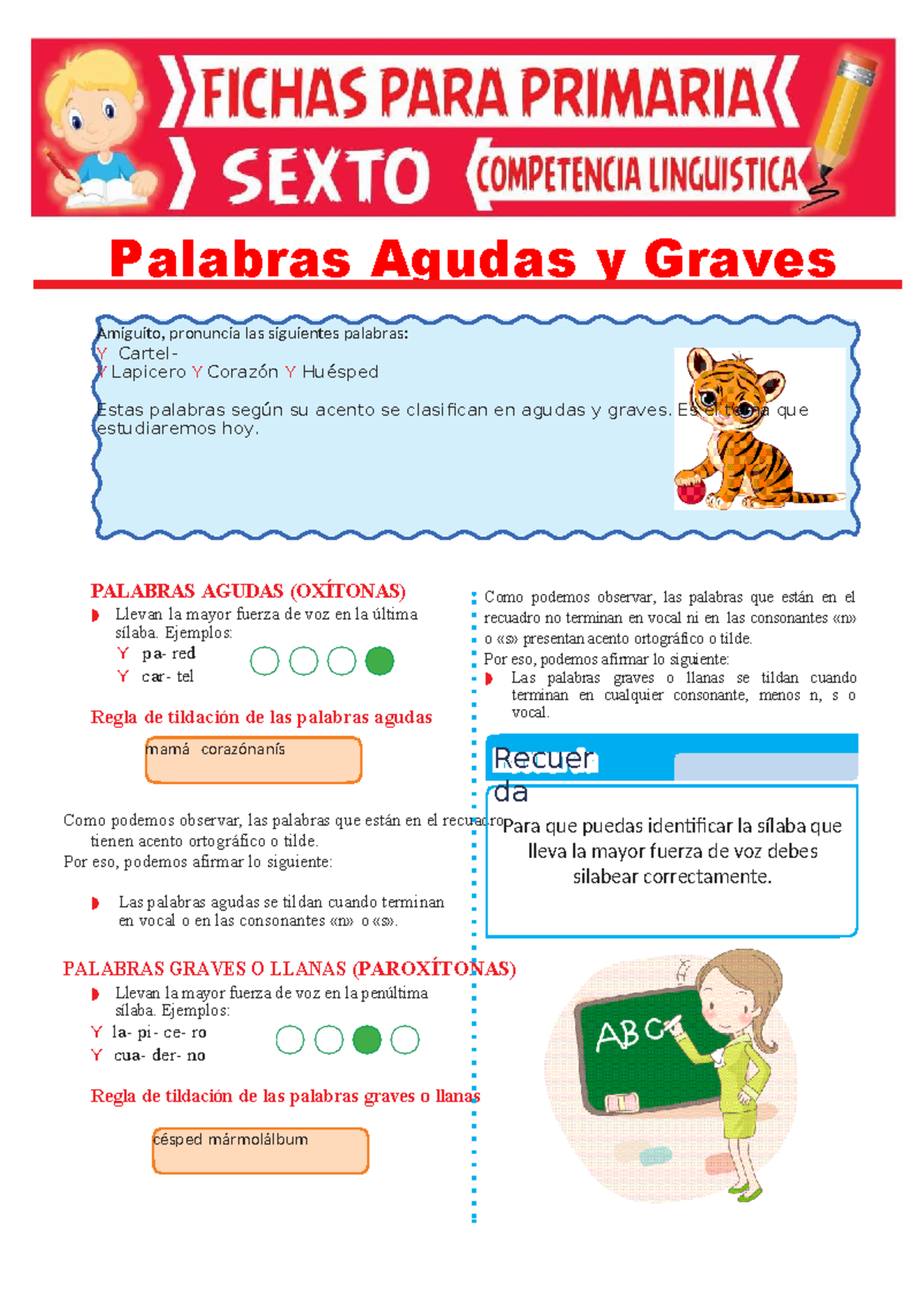 Estudio sobre Palabras Agudas y Graves - Curso de Español - Studocu