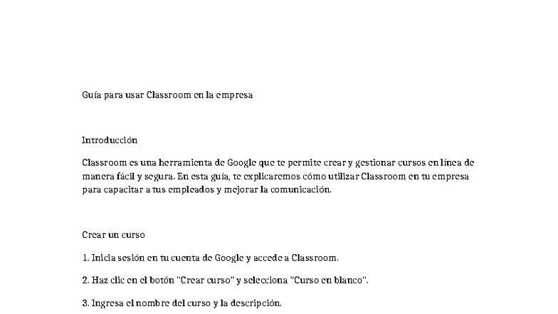 Guía para Usar Google Classroom en la Empresa - Studocu