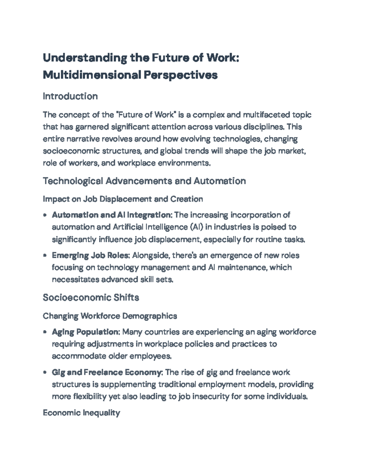 Understanding the Future of Work: Multidimensional Perspectives ...