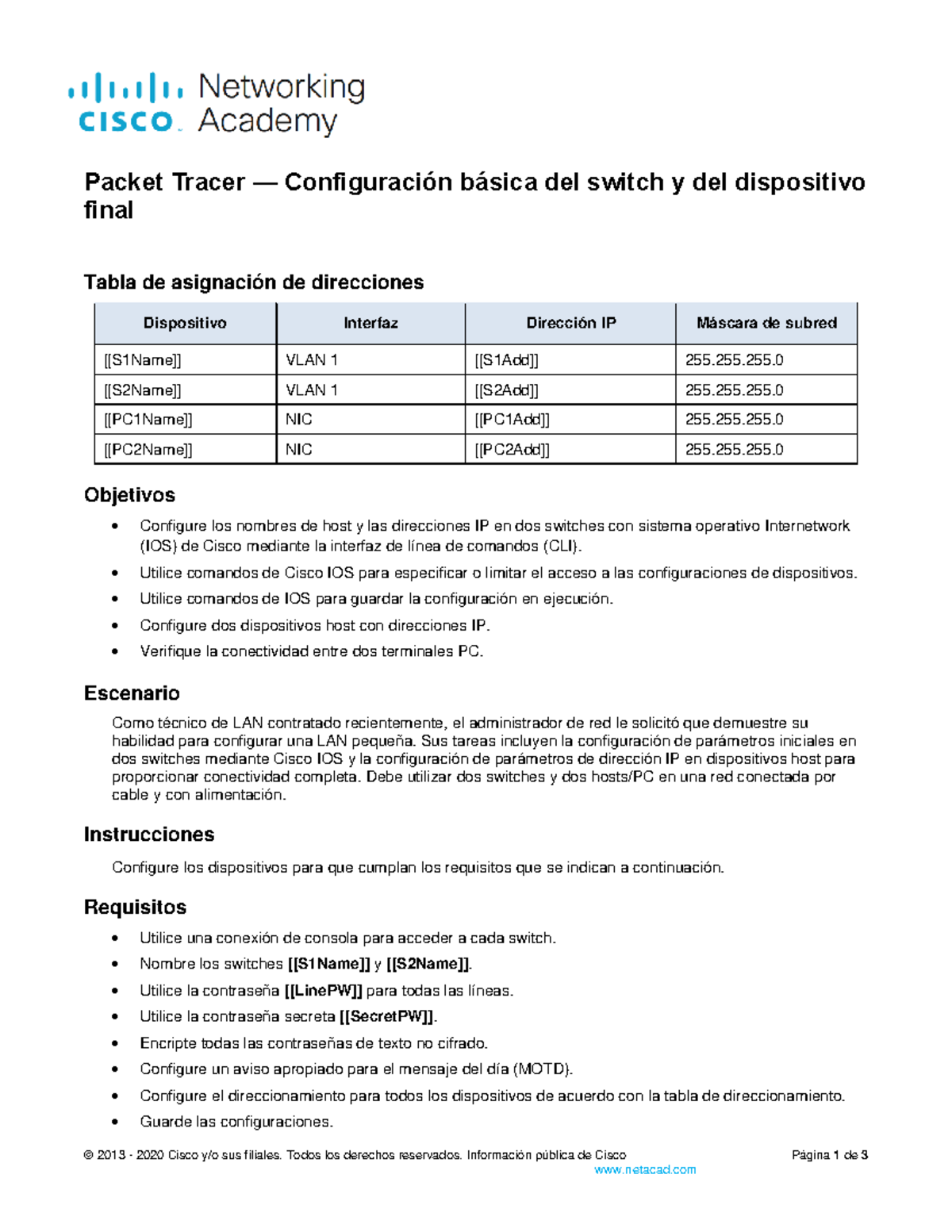 Práctica Laboratorio Cisco 1: Configuración Básica de Switches y Hosts - Studocu