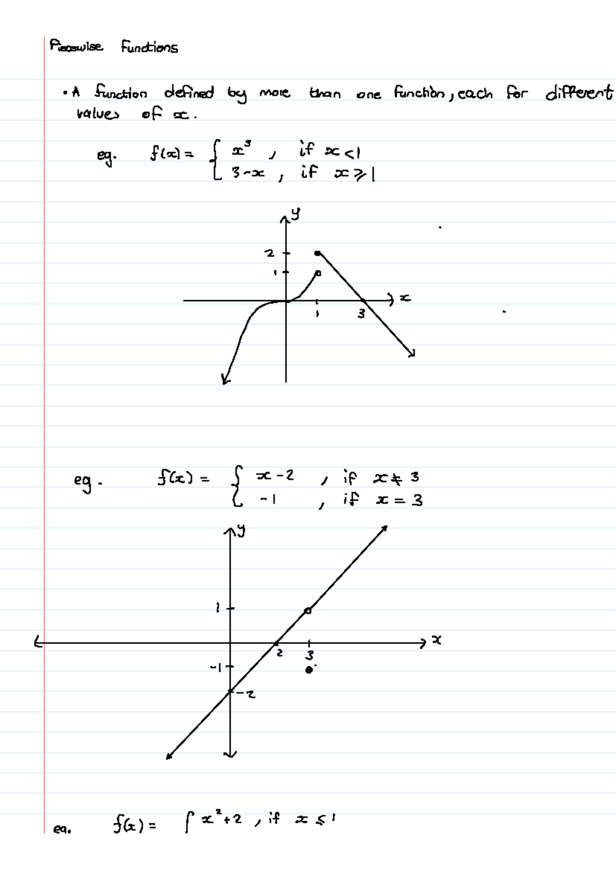 Math 124 Lecture Notes on Piecewise Functions - Studocu