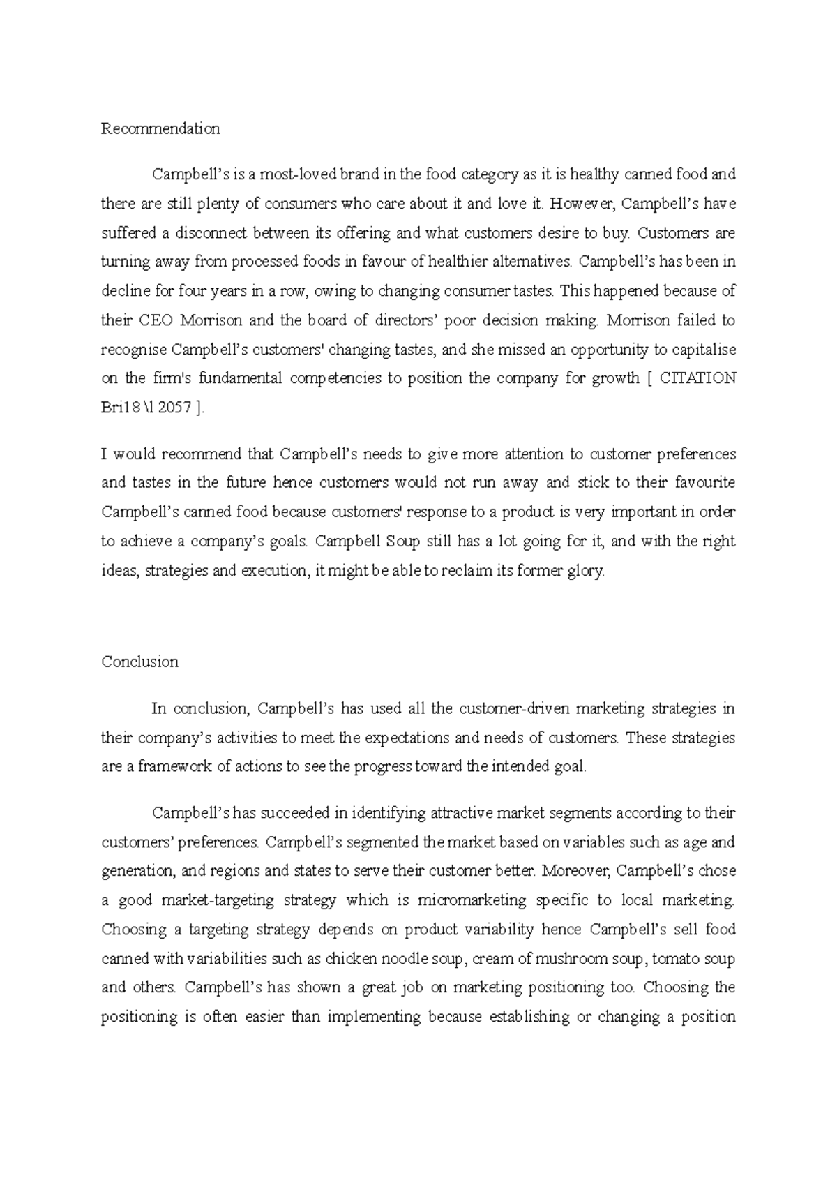 Marketing Strategy Recommendations & Conclusions for MKT 101 - Studocu