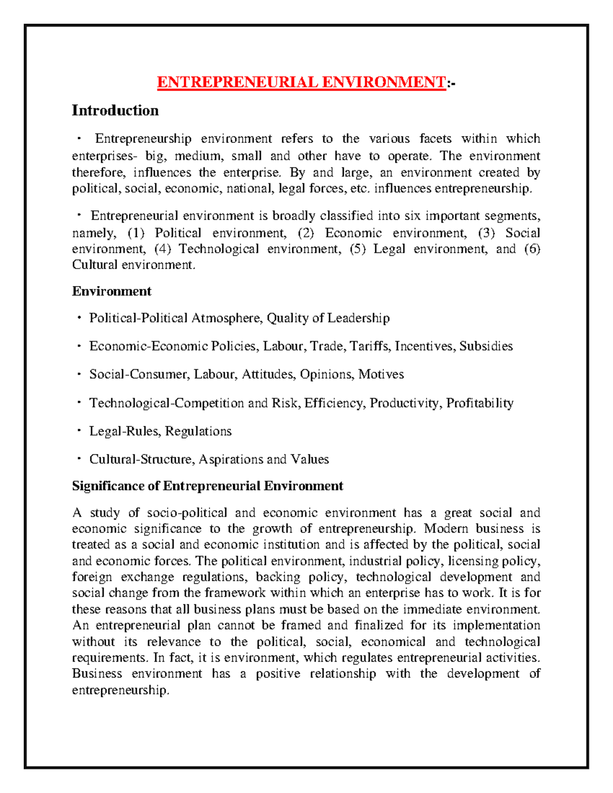 Entrepreneurial Environment and Opportunity Identification Insights ...