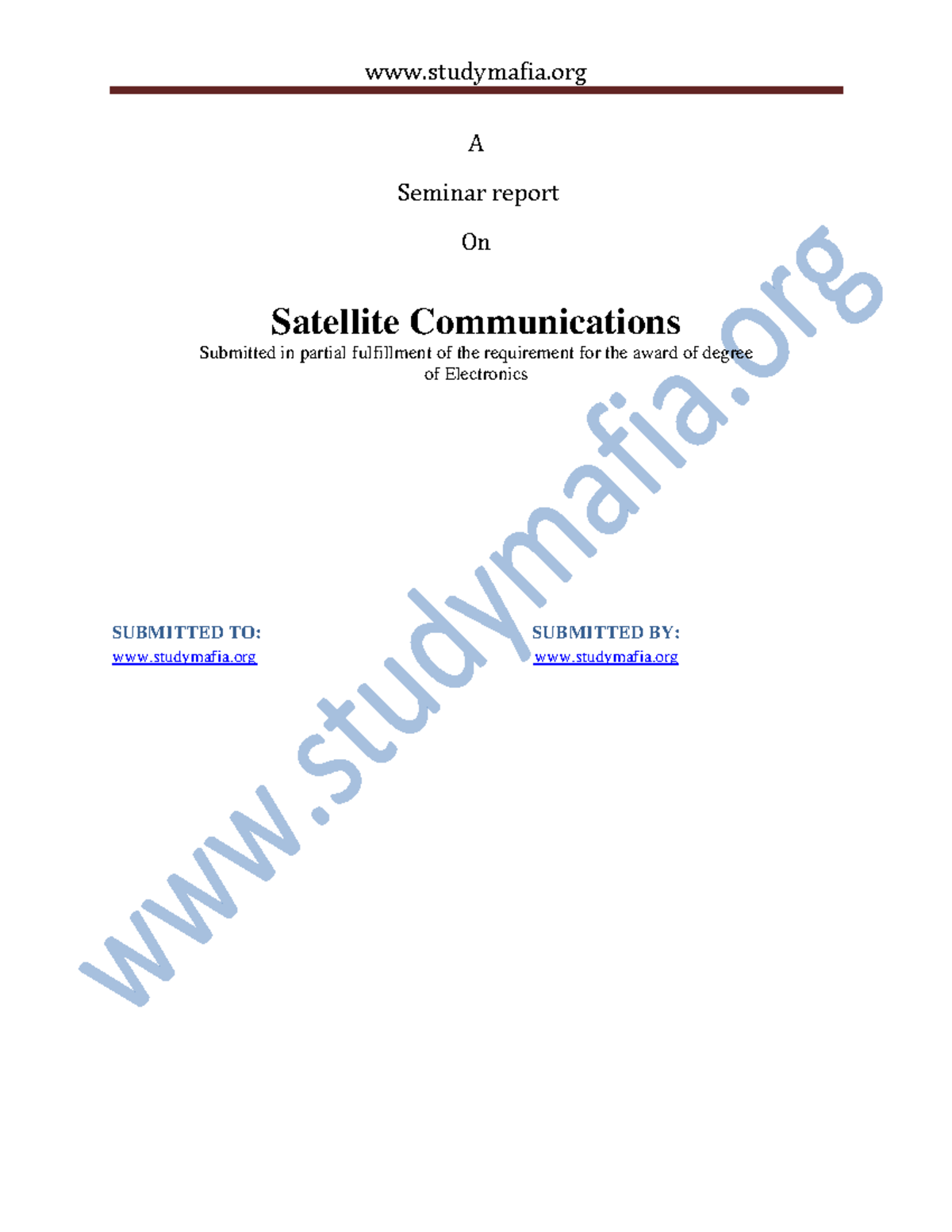 ECE Seminar Report on Satellite Communications - Studocu