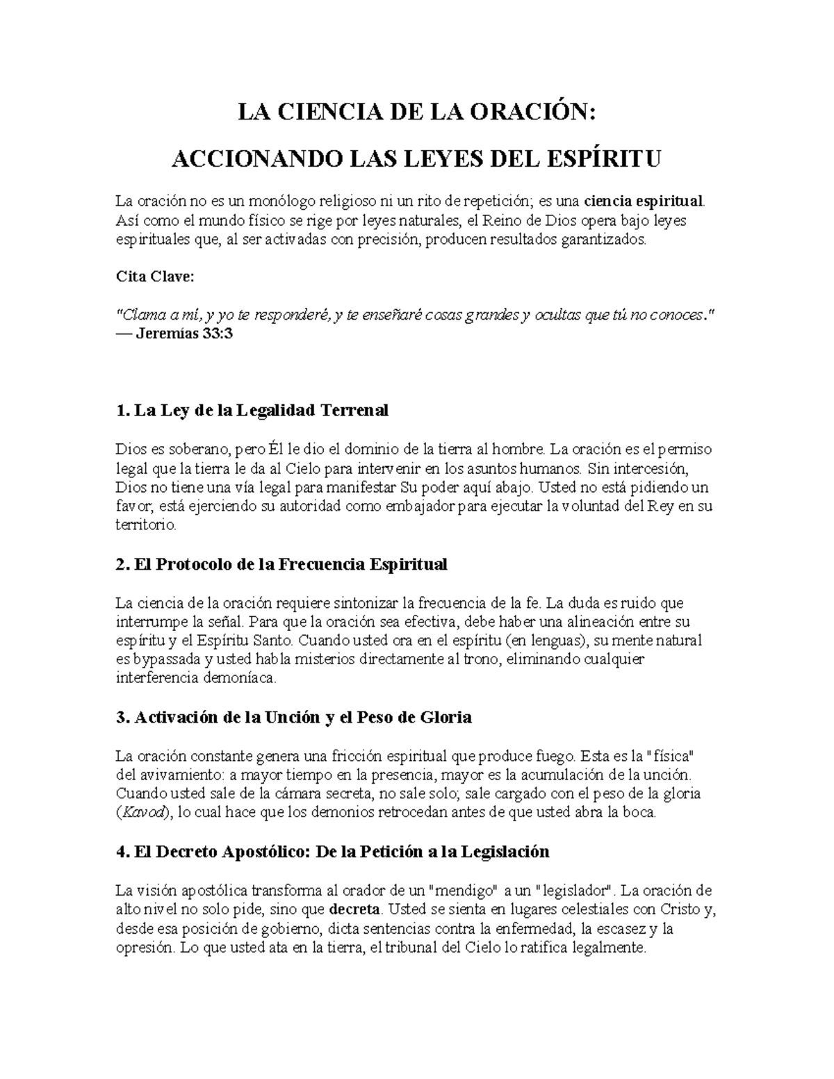 LA CIENCIA DE LA ORACIÓN: LEYES ESPIRITUALES Y SU IMPACTO - Studocu