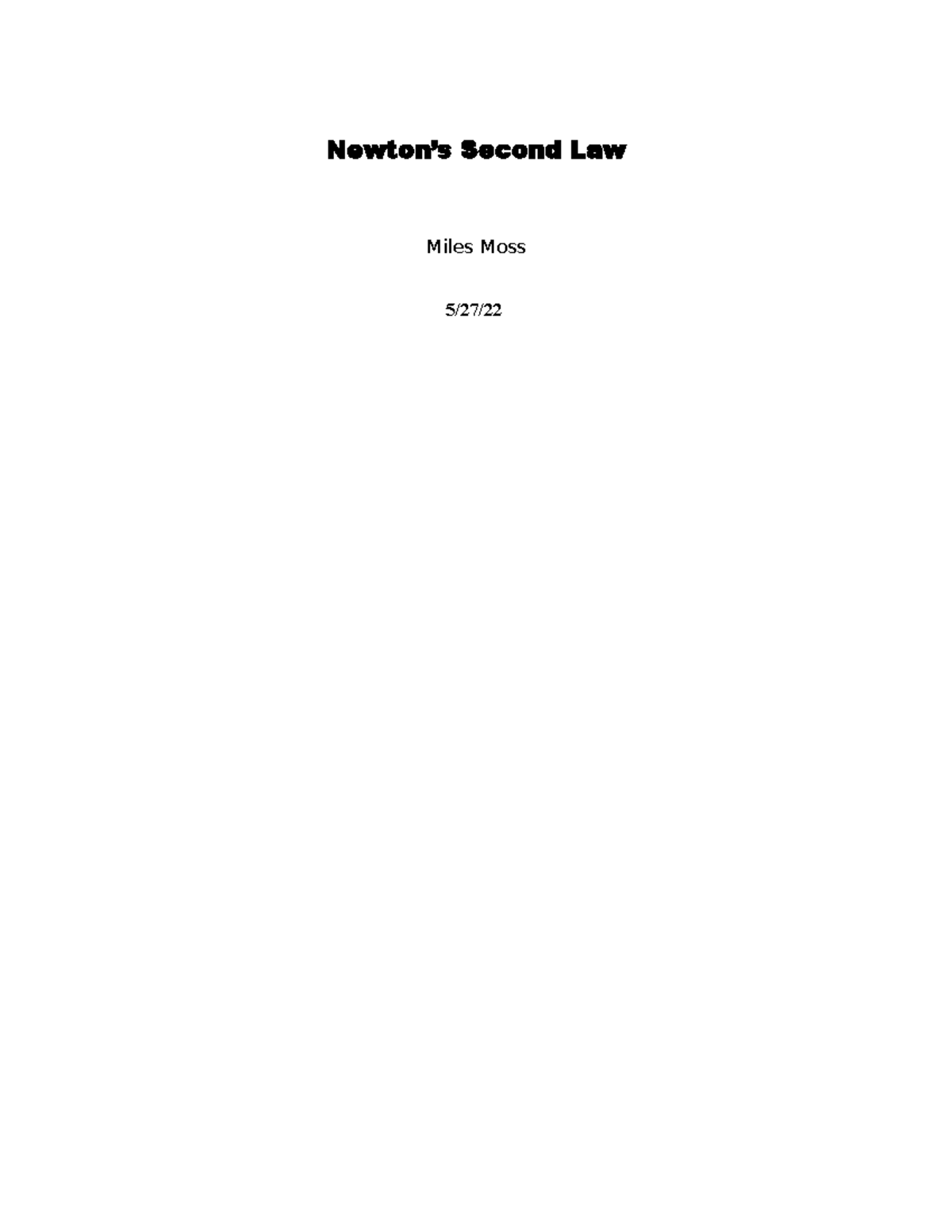 PHY 150 M4 Lab Report: Understanding Newton's Second Law - Studocu