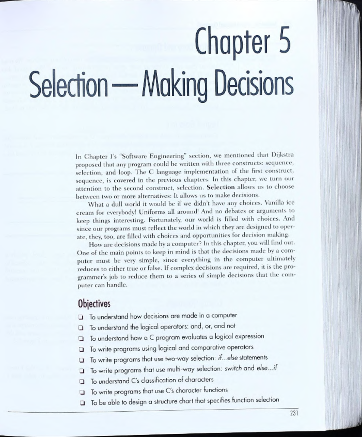 Chapter 5 - Making Decisions: Selection in C Programming - Studocu