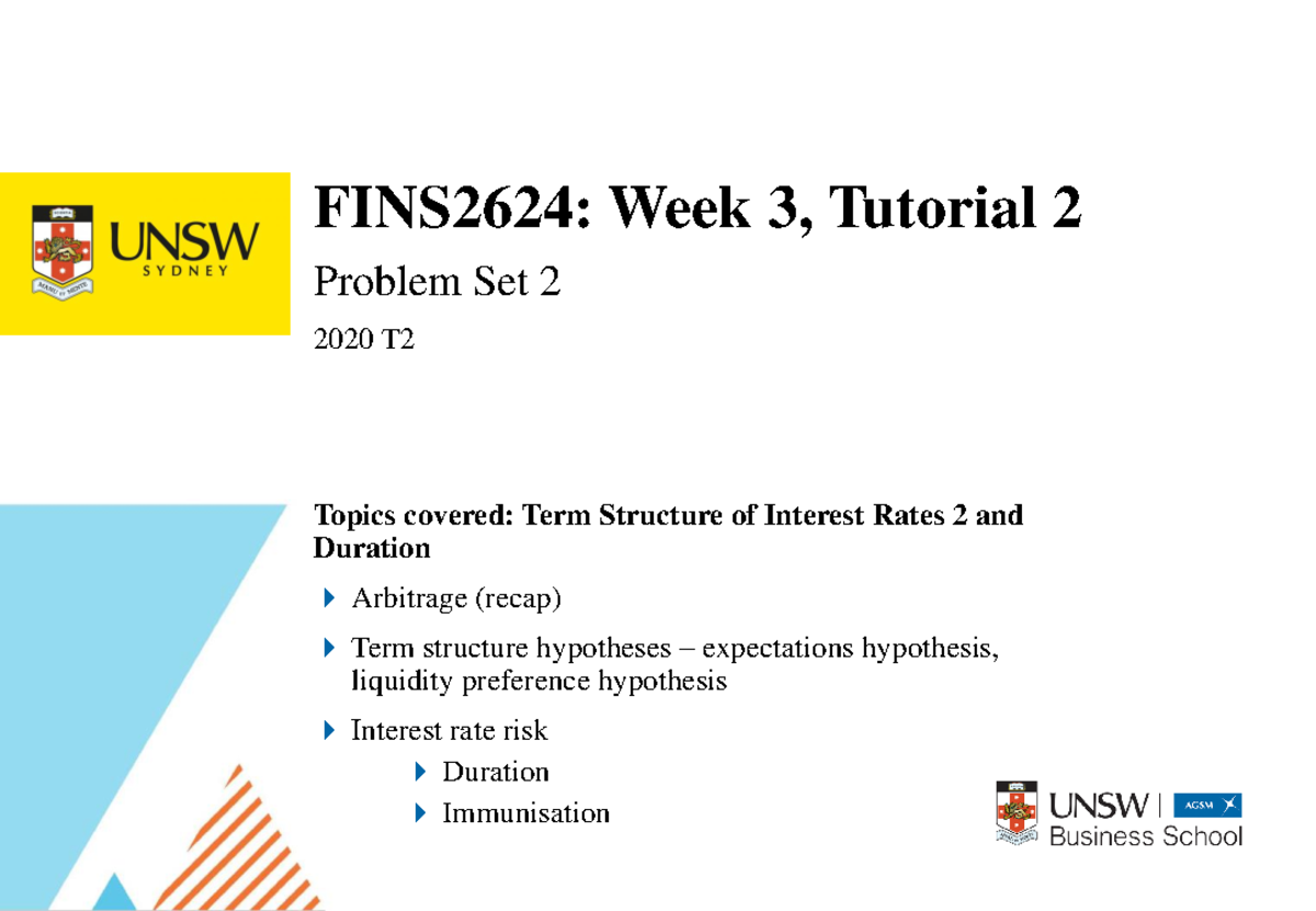 FINS2624 T2 PS2 Tutorial Slides KT v2 - FINS2624: Week 3, Tutorial 2 ...