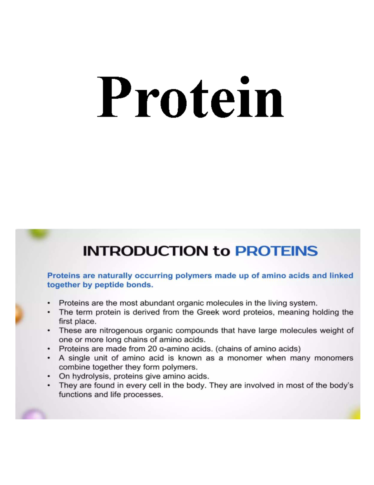 Protein Structure and Functions: An Overview (BIO101) - Studocu