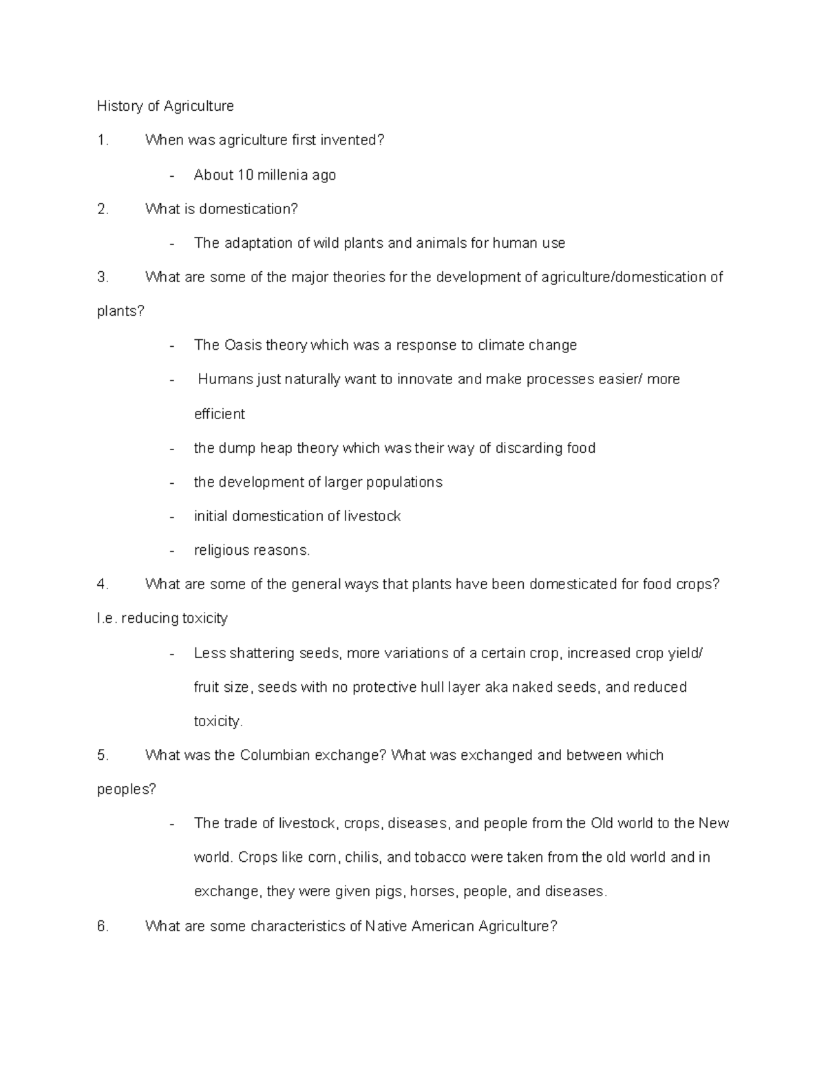 Agriculture Study Guide: Key Concepts & History (AGRI 101) - Studocu