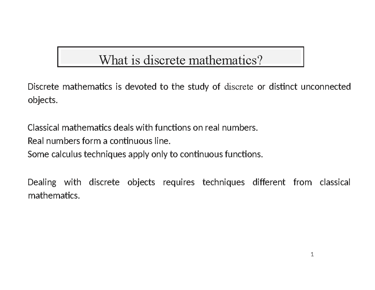 Slide 1 comp 232 - What is discrete mathematics? Discrete mathematics ...