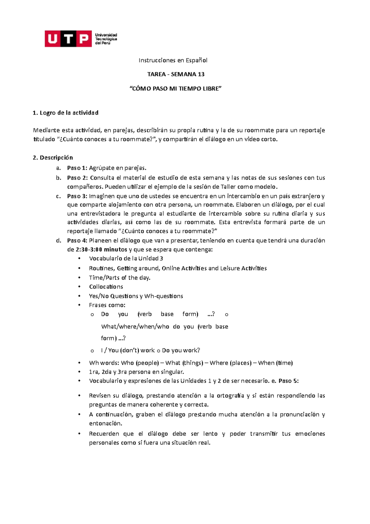 Week 13 - Document - Task - Instrucciones en Español TAREA - SEMANA 13 ...