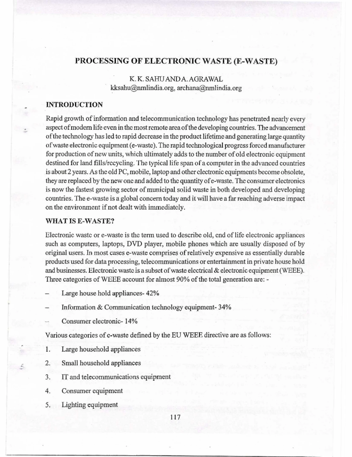 SEC E-waste Management: Identification, Composition, and Dismantling ...