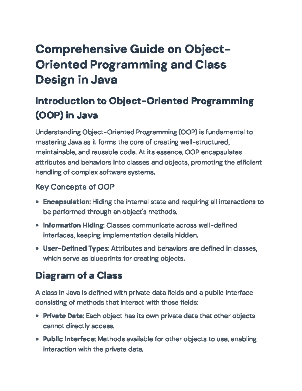 Comprehensive Guide to OOP and Class Design in Java (CS101) - Comprehensive Guide on Object ...
