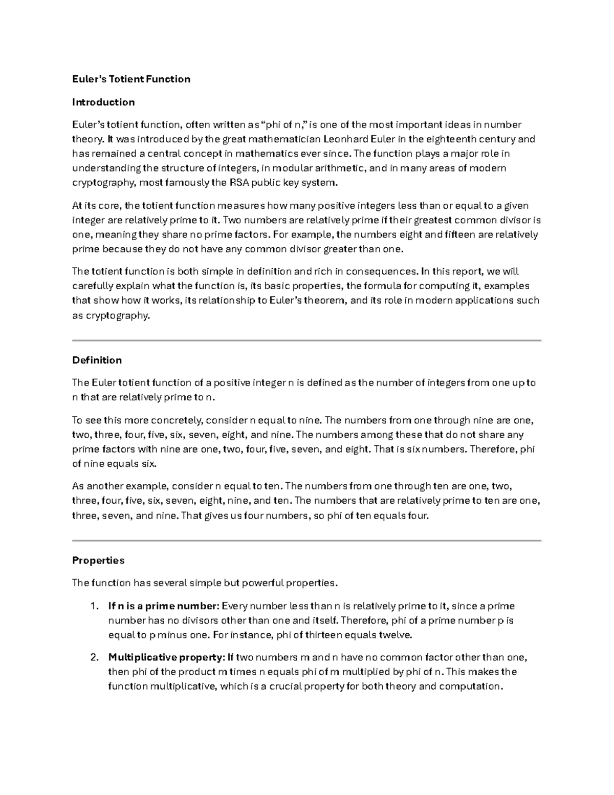 Pmath 340: Introduction to the Totient Function and Its Applications ...