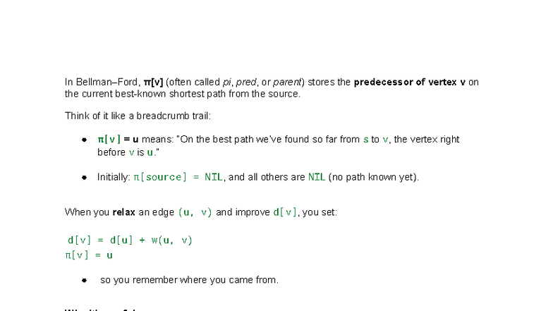 Bellman-Ford Algorithm Explanation Notes (2025) - Studocu