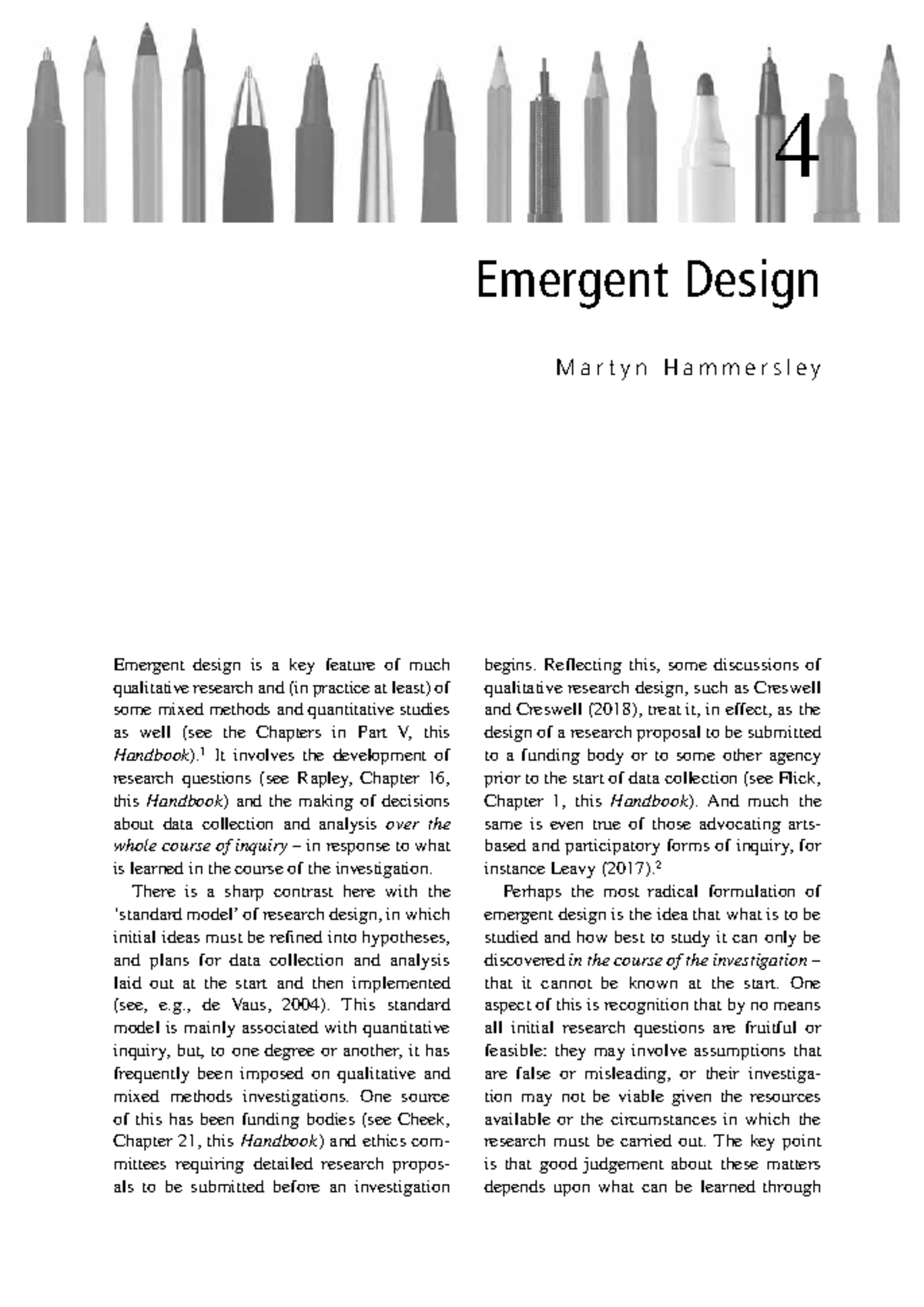 Cap 4: Emergent Design in Qualitative Research - SAGE Handbook - Studocu
