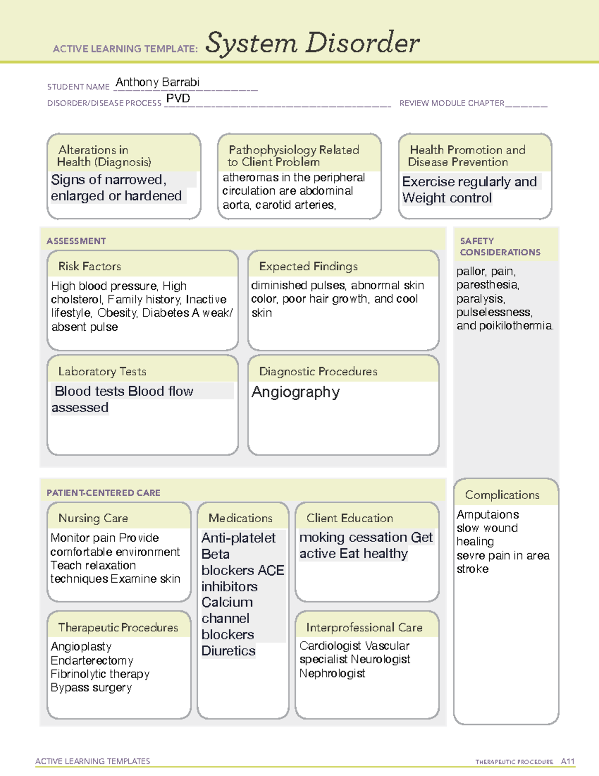 Active Learning Template: Therapeutic Procedures for PVD (Sys Dis ...