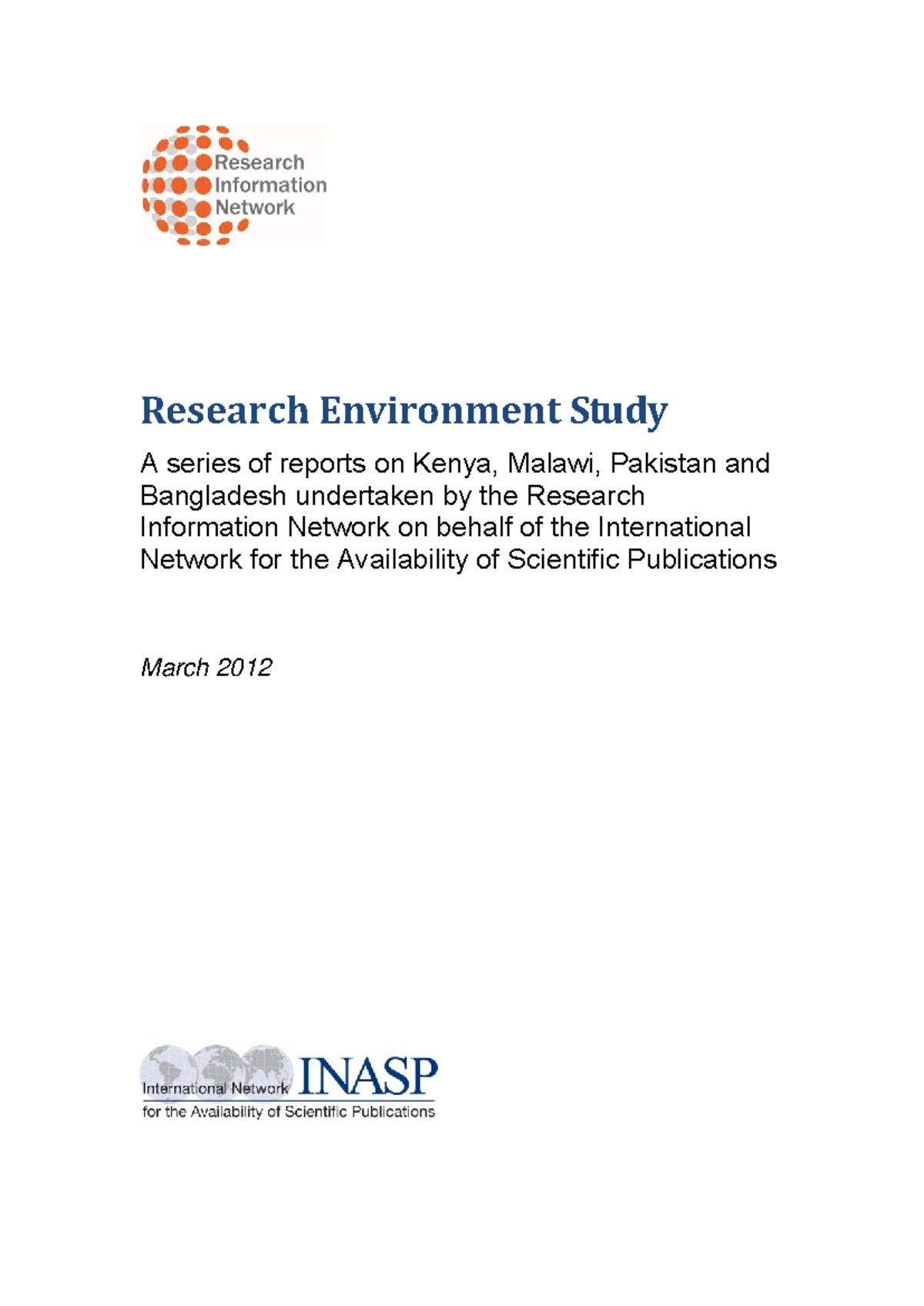 Research environment study - Research Environment Study A series of ...