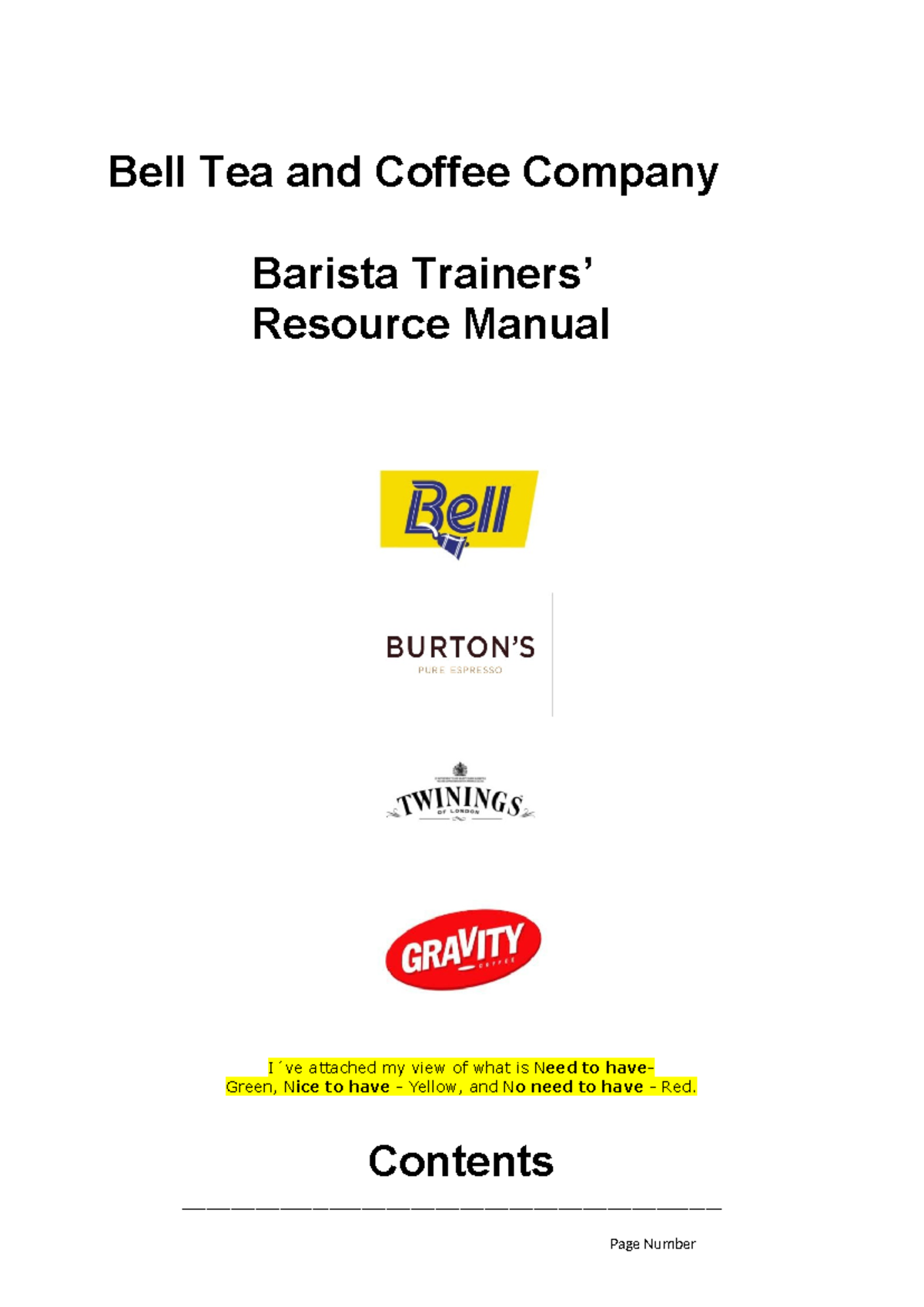 Bell Tea & Coffee Co. Barista Training Resource Manual: Essentials ...