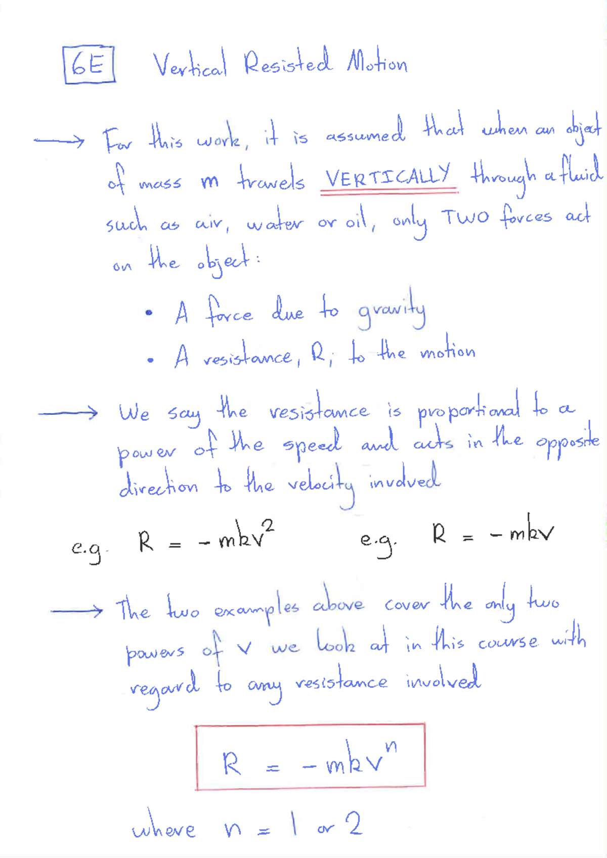 6E Vertical Resisted Motion: Analysis of Forces and Motion Dynamics ...