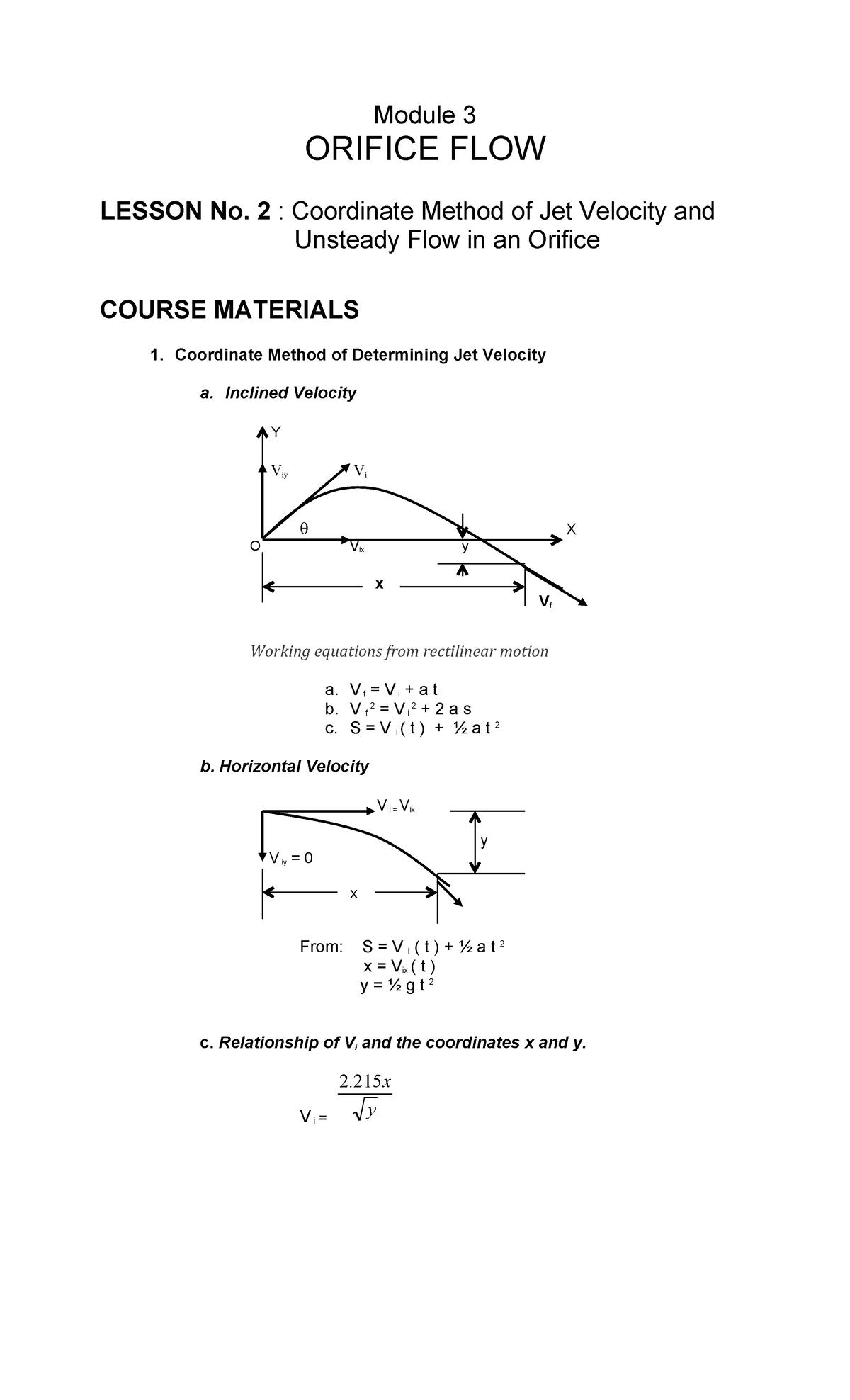 Module 3 Lesson 2 sample - Module 3 ORIFICE FLOW LESSON No. 2 ...