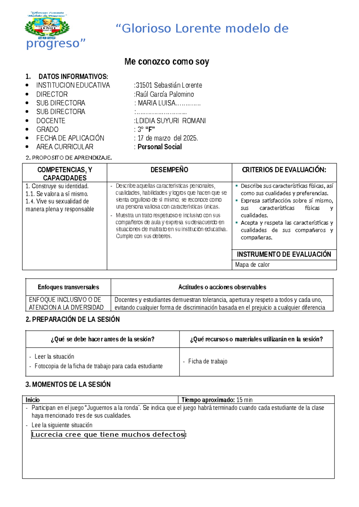 Sesión de Personal Social: Identidad y Autoaceptación - 31501 - Studocu