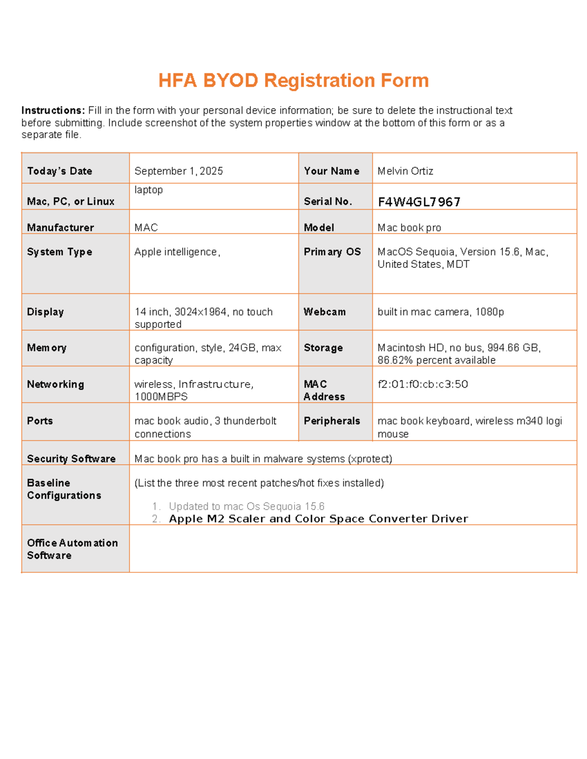 CMIT202 Project 1: HFA OD Registration Form Instructions - Studocu