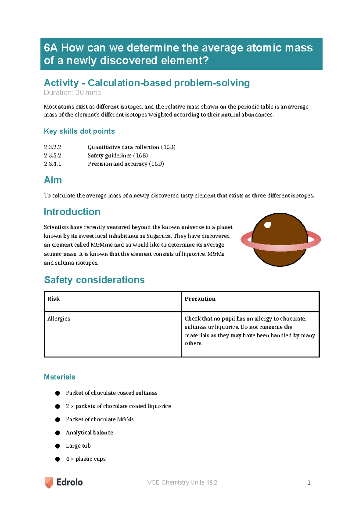 6A Activity: Calculating Average Atomic Mass of Isotopes - Studocu