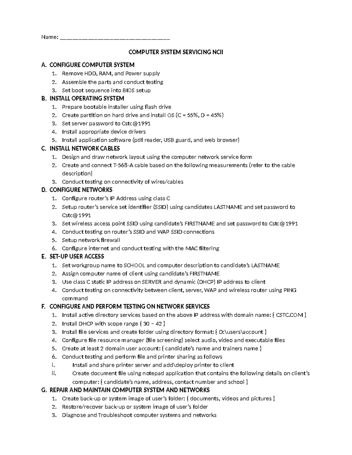 COMPUTER SYSTEM SERVICING NCII: Institutional Assessment Guide - Studocu