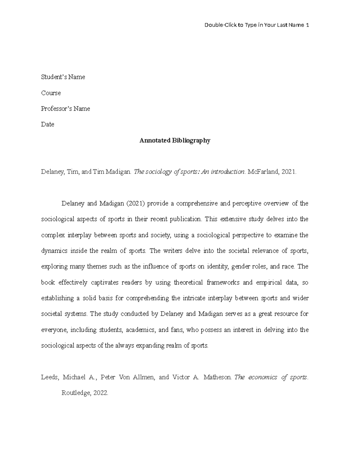 Annotated Bibliography on Sports (SPT 101) - Studocu