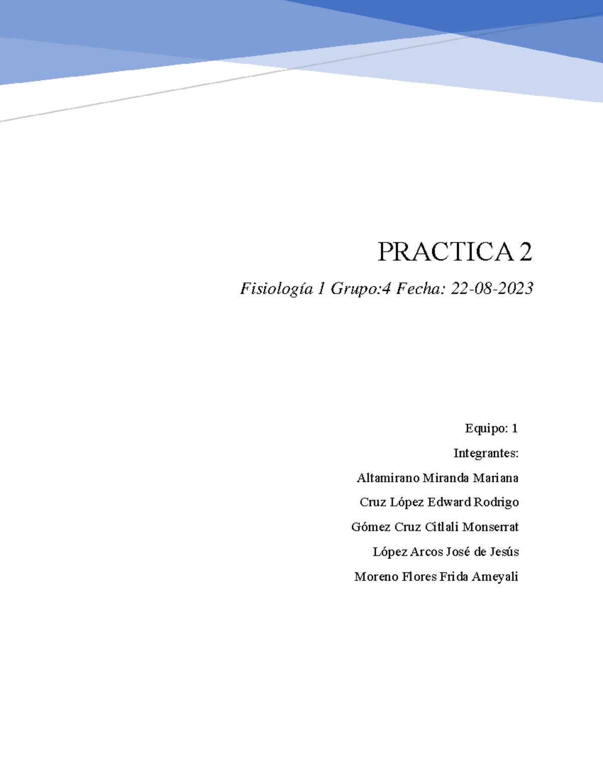 Reporte 2 de Práctica de Hemostasia en Fisiología 1 - Studocu