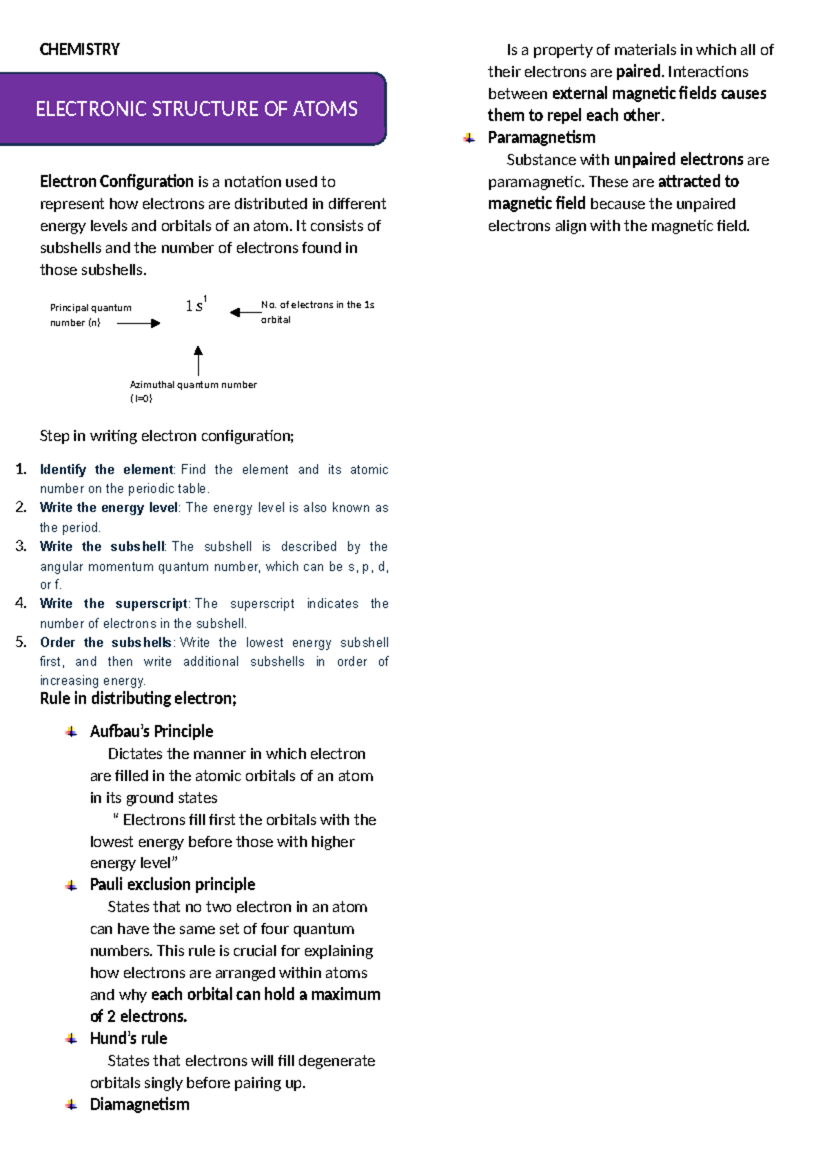 CHEM 11 Lecture Notes: Electronic Structure of Atoms - Studocu