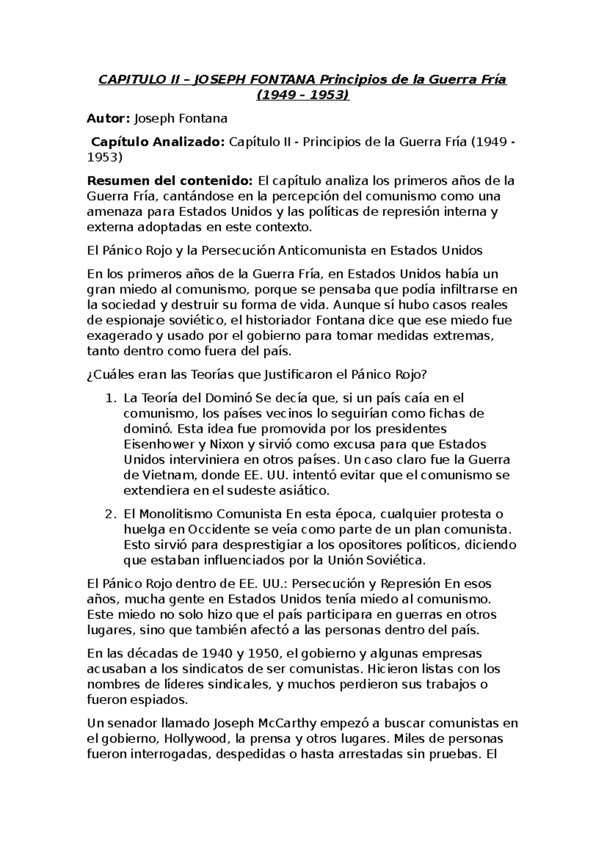 CAPÍTULO II: Principios de la Guerra Fría (1949-1953) - Análisis de ...