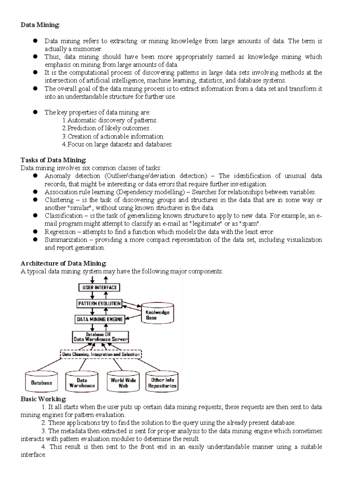 Data Mining: Understanding Patterns and Processes in Large Datasets - Studocu