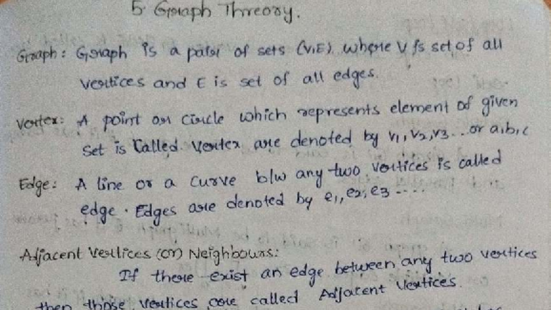 DMGT Unit-5: Graph Theory Concepts and Definitions - Studocu