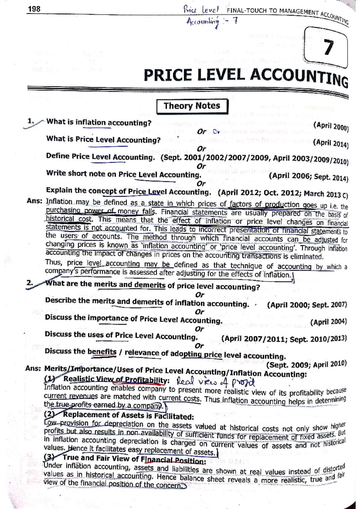 Price level - Bcom - Studocu