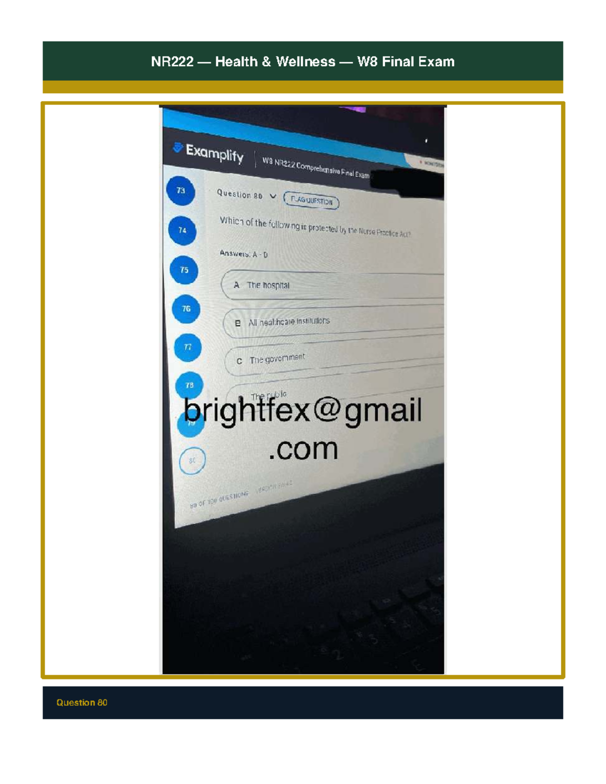 NR222 W8 Final Exam Review - Health Wellness Questions and Answers ...